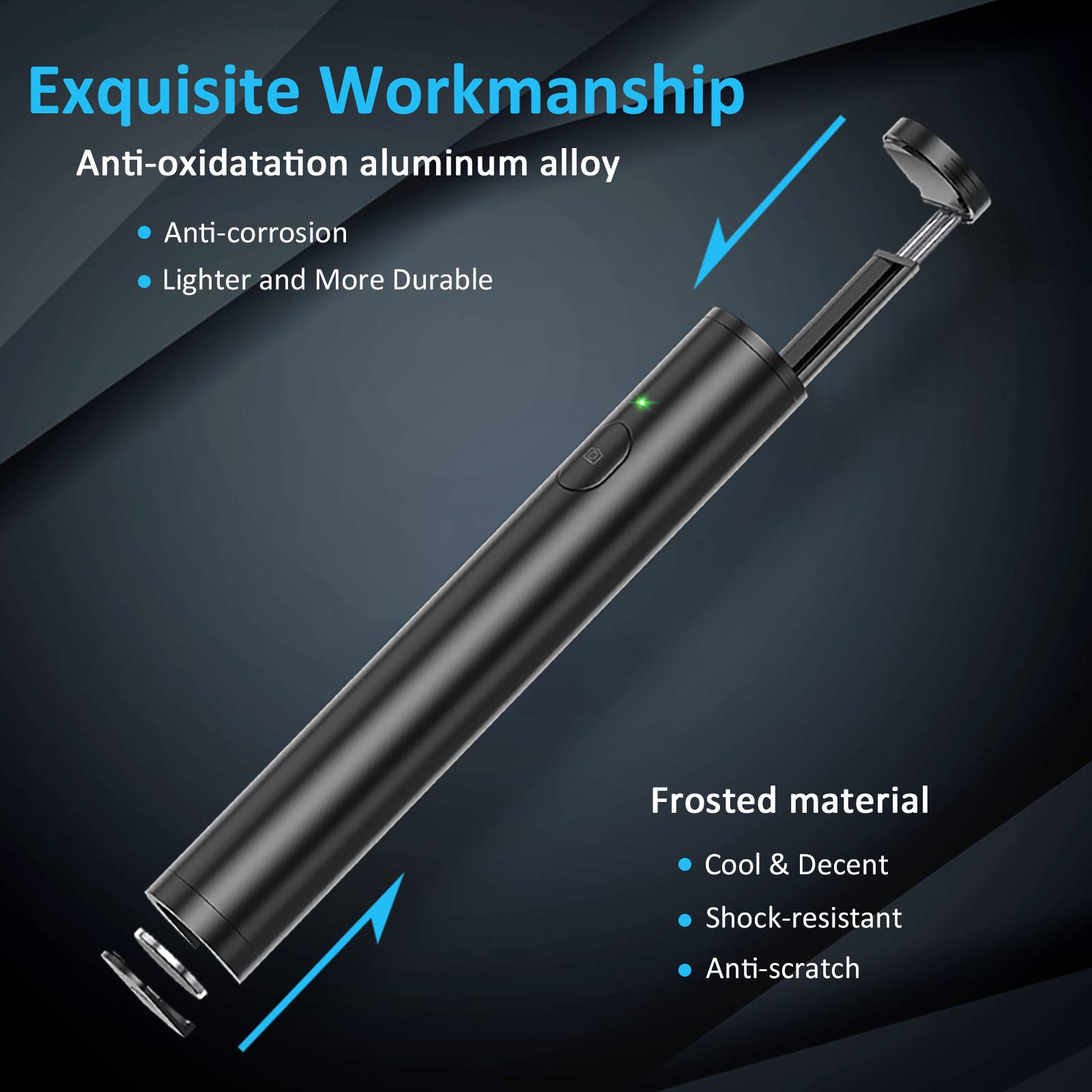 Vproof Monopod Selfie Stick Bluetooth, Lightweight Aluminum All in One Extendable Selfie Sticks Compact Design, Compatible with iPhone 15/14 Pro Max/14 Pro/14/14 Plus/13 Pro Max/13 Pro/13, Galaxy S22