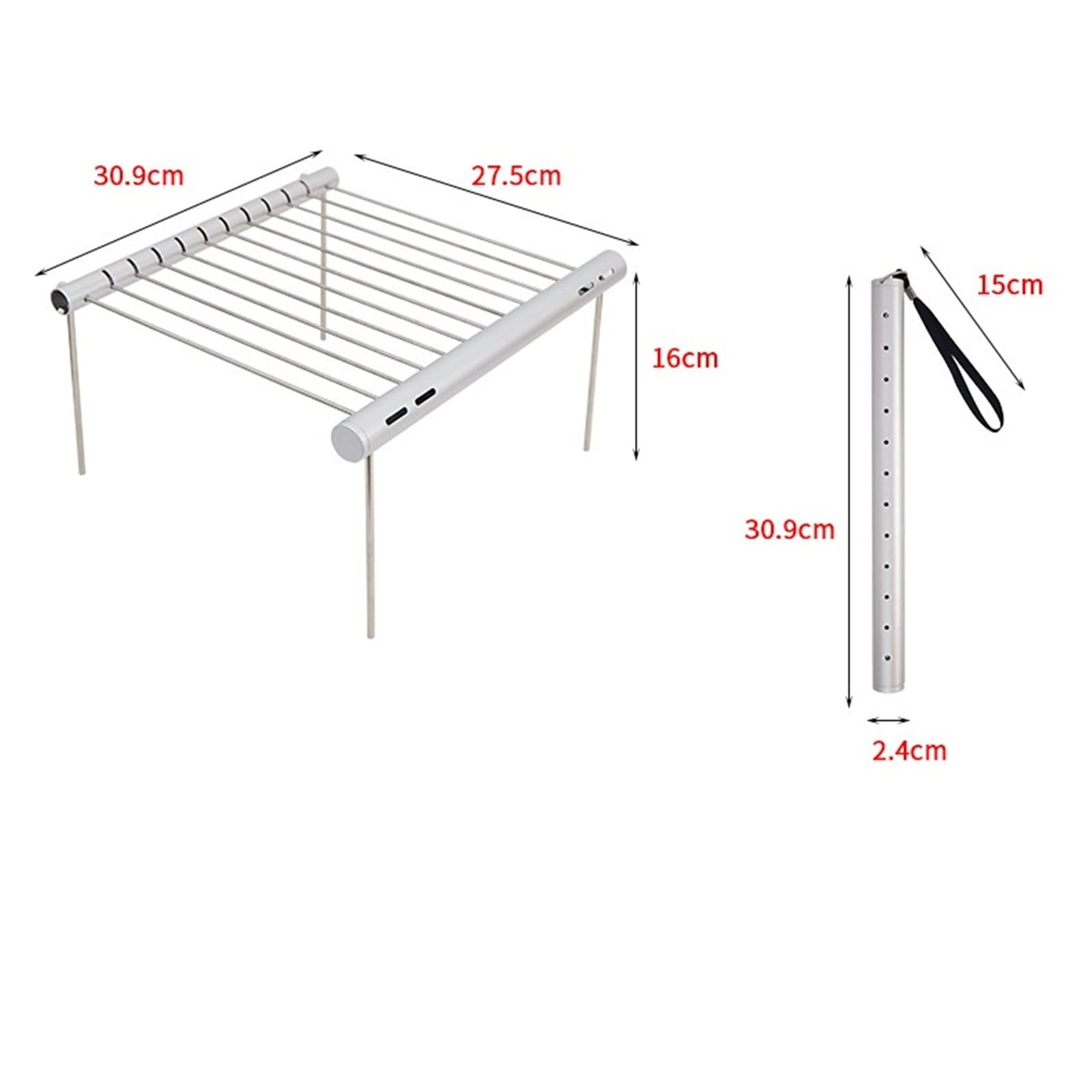 TAMYID Charcoal Grills, Mini Stainless Steel BBQ Grill Portable BBQ Grill Mini Pocket Camping Grill For Outdoor Home Park Use