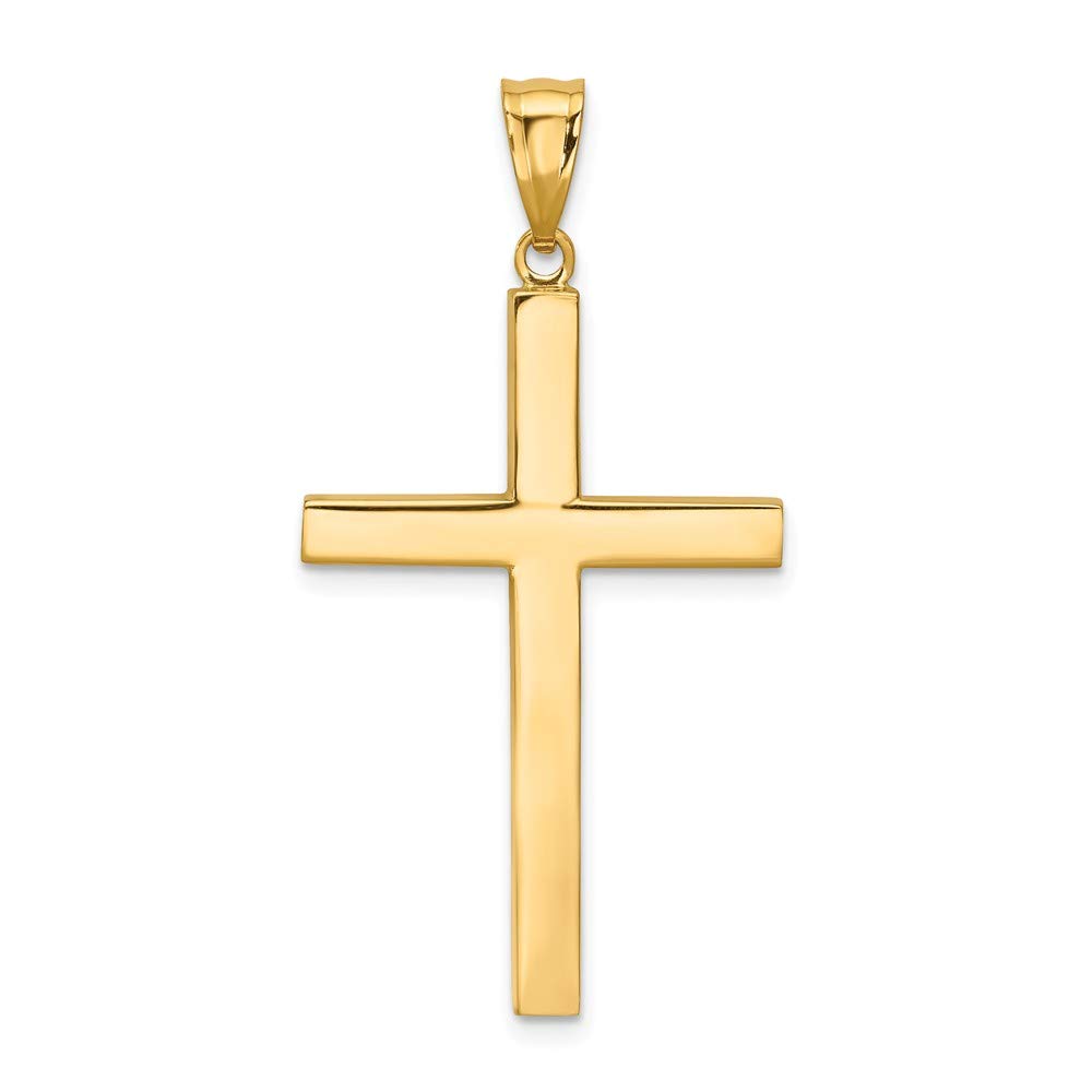 Solid 14k Yellow Gold Cross Crucifix Pendant (40mm x 21mm)