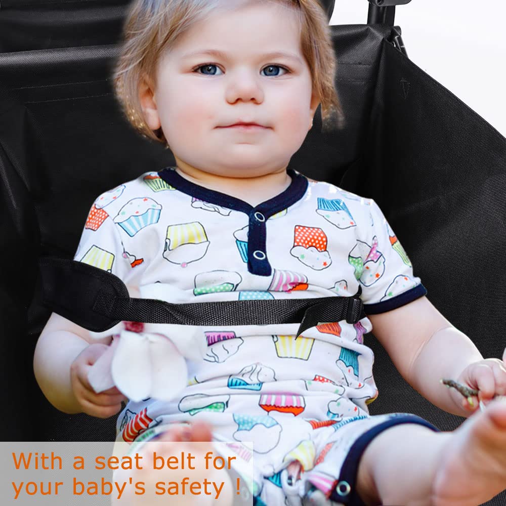 Swity Home Kids Wagon Stroller Wagons with Canopy, Seat Belt, Wheel Locks, Adjustable Handles - Firm Toddler Baby Wagon Collapsible Camping Cart Push Wagon Beach Cart for Picnic Camping