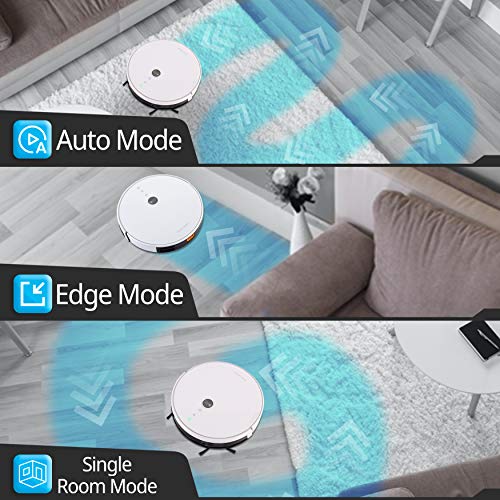 Pure Clean Robotic Vacuum Cleaner - 1100Pa Suction - Wifi Mobile App and Gyroscope Mapping - Ultra Thin 2.9β Height Cleans Carpets and Hardwood Floor - PUCRC455