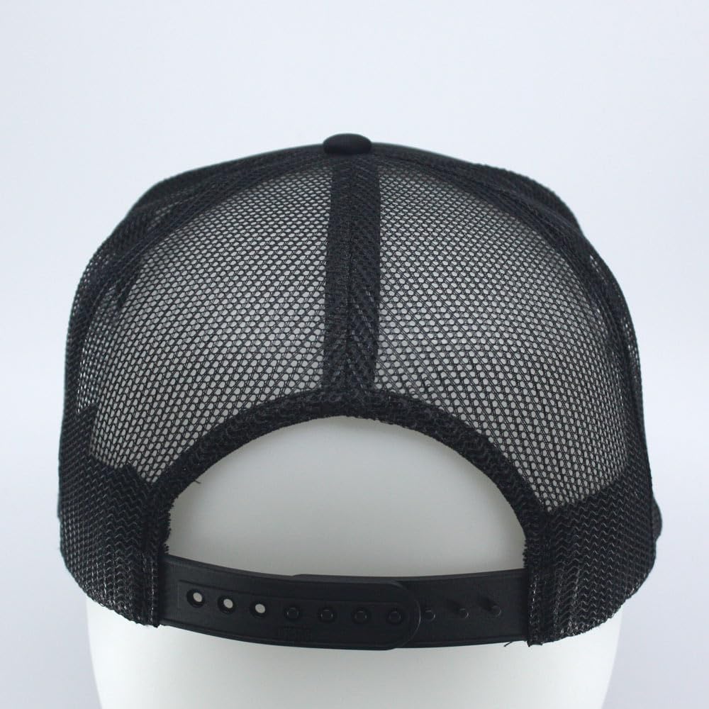 The Vintage Year High Crown Foam Mesh Camouflage Oak Leaves Captain Trucker Hat Baseball Cap (Black/Gold)