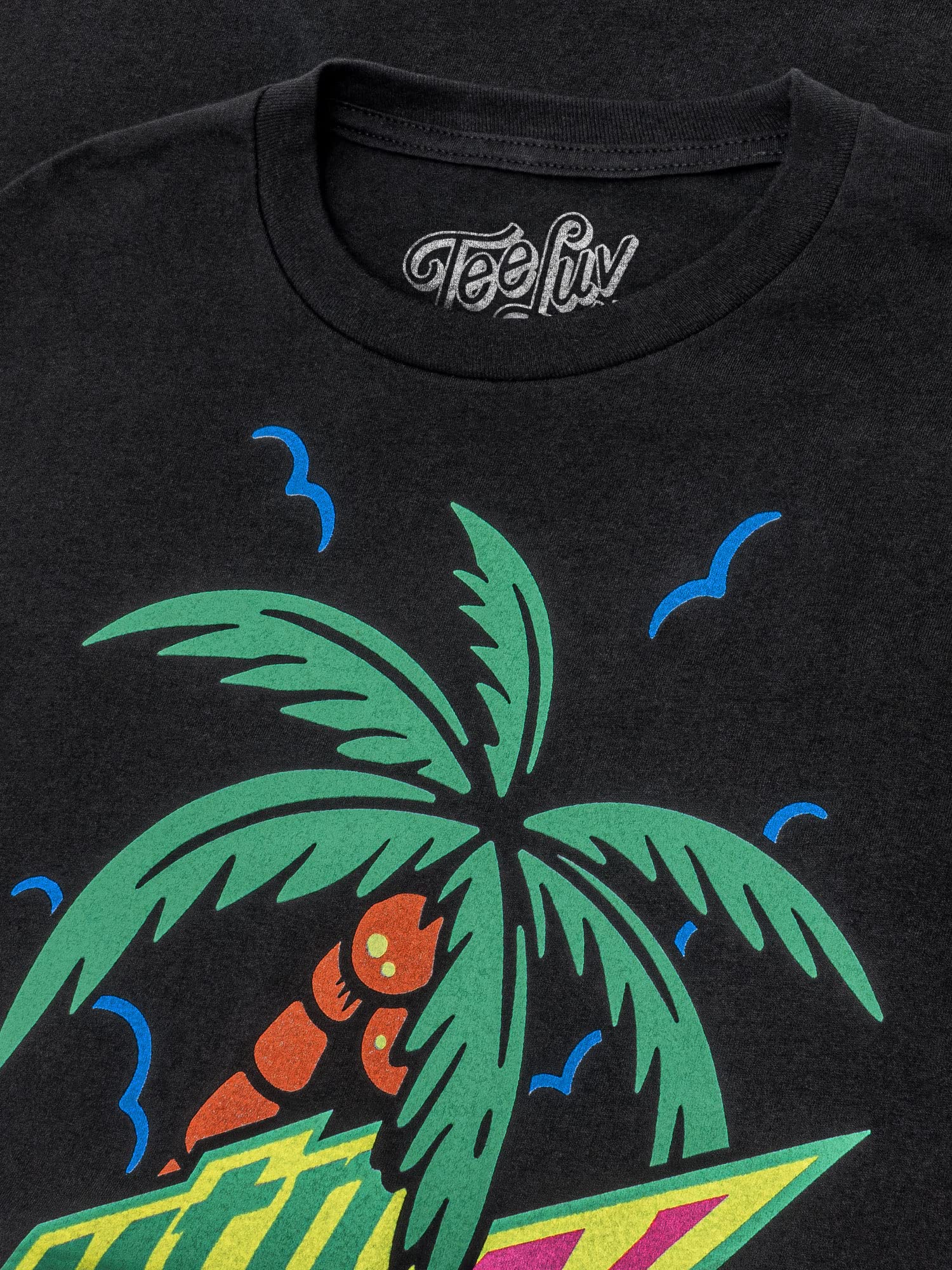 Tee Luv Men's MTN Dew Baja Blast Shirt - Tropical Mountain Dew Soda Graphic Tee (Black) (L)