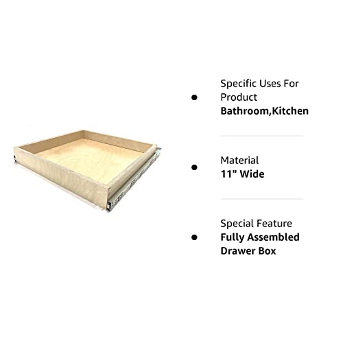 Sublime Design - Baltic Birch Wood Pull Out Cabinet Organizer | Slide Out Drawers For Kitchen Cabinets | Replacement Kitchen Drawer (Side Mounting, 11" Inches Wide)