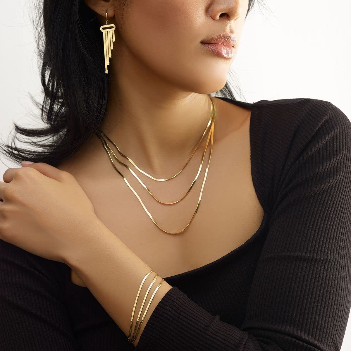 The Diamond Deal 14k Solid Yellow Gold 6.00mm Shiny Imperial Herringbone Chain Necklace or Bracelet for Pendants and Charms with Lobster-Claw Clasp (16" And yellow-gold)