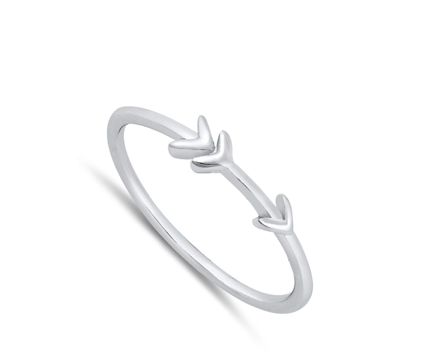 Simple Shooting Arrow Bow Cupid Love Ring .925 Sterling Silver Band Size 8