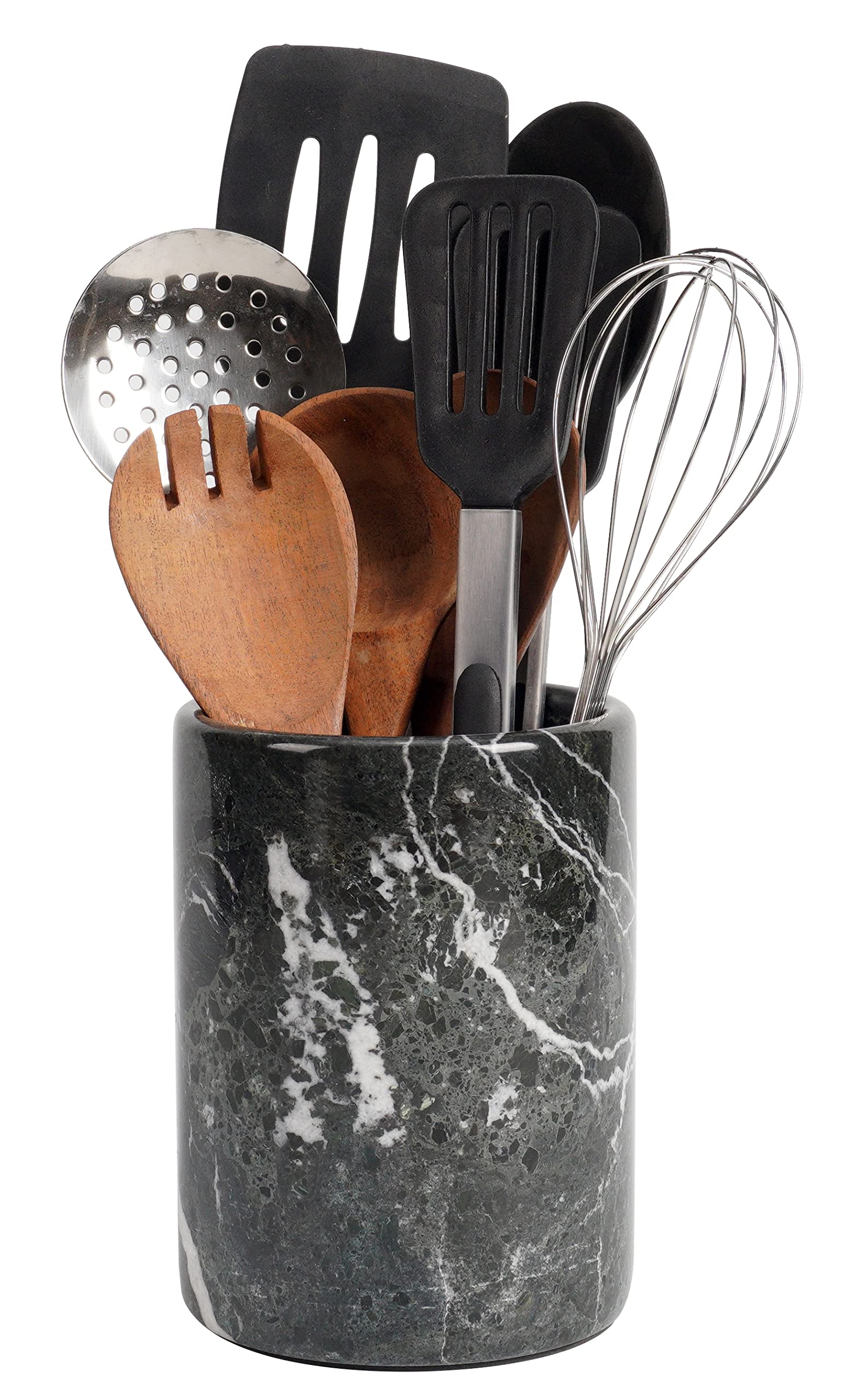 Radicaln Marble Utensil Holder Spoon Caddy Countertop Black Handmade Kitchen Utensils Set Organizer - 5 Inch Flatware Chopstick Canister Utensil Holders – Home Accessories (BZ-03)