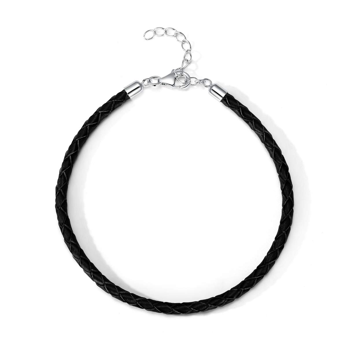 T400 Black Brown Red Pink White Bangle Charm Braided Bracelet Genuine Cowhide Leather Wristband for Unisex Women Men Beads Gift