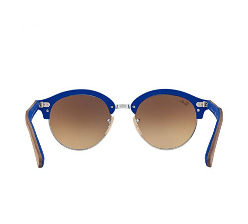 Ray-Ban Rb4246m Clubhouse Wood Round Sunglasses, Silver/Gradient Brown Mirrored Silver, 51 mm