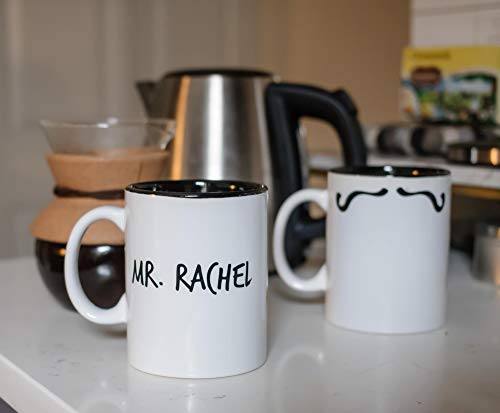 Ukonic Friends Mr. Rachel Whiskers and Mrs. Ross Moustache Double-Sided Mugs | Set of 2