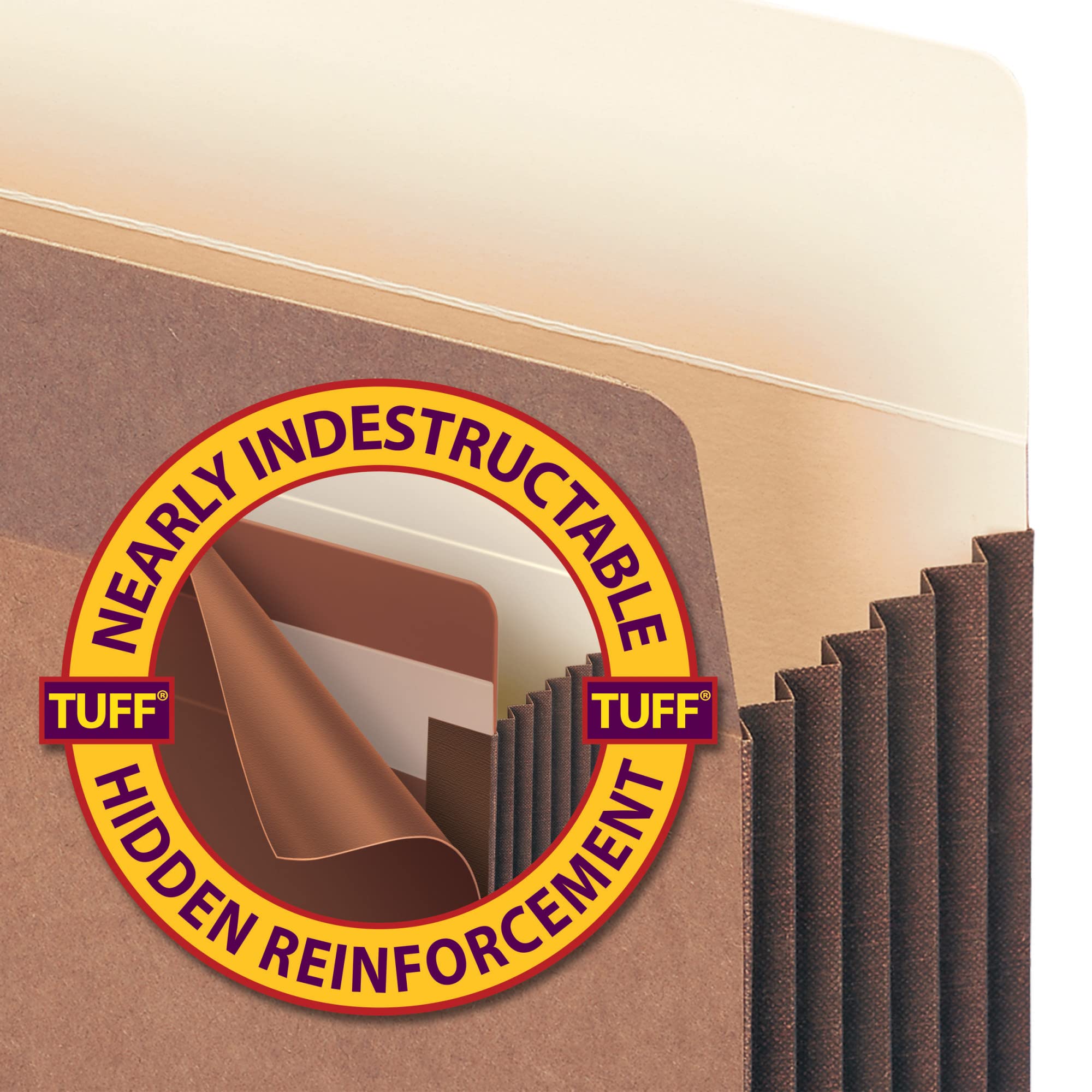 Smead TUFF® Pocket File Pocket, Straight-Cut Tab, 7" Expansion, Legal Size, Redrope, 5 per Box (74395)