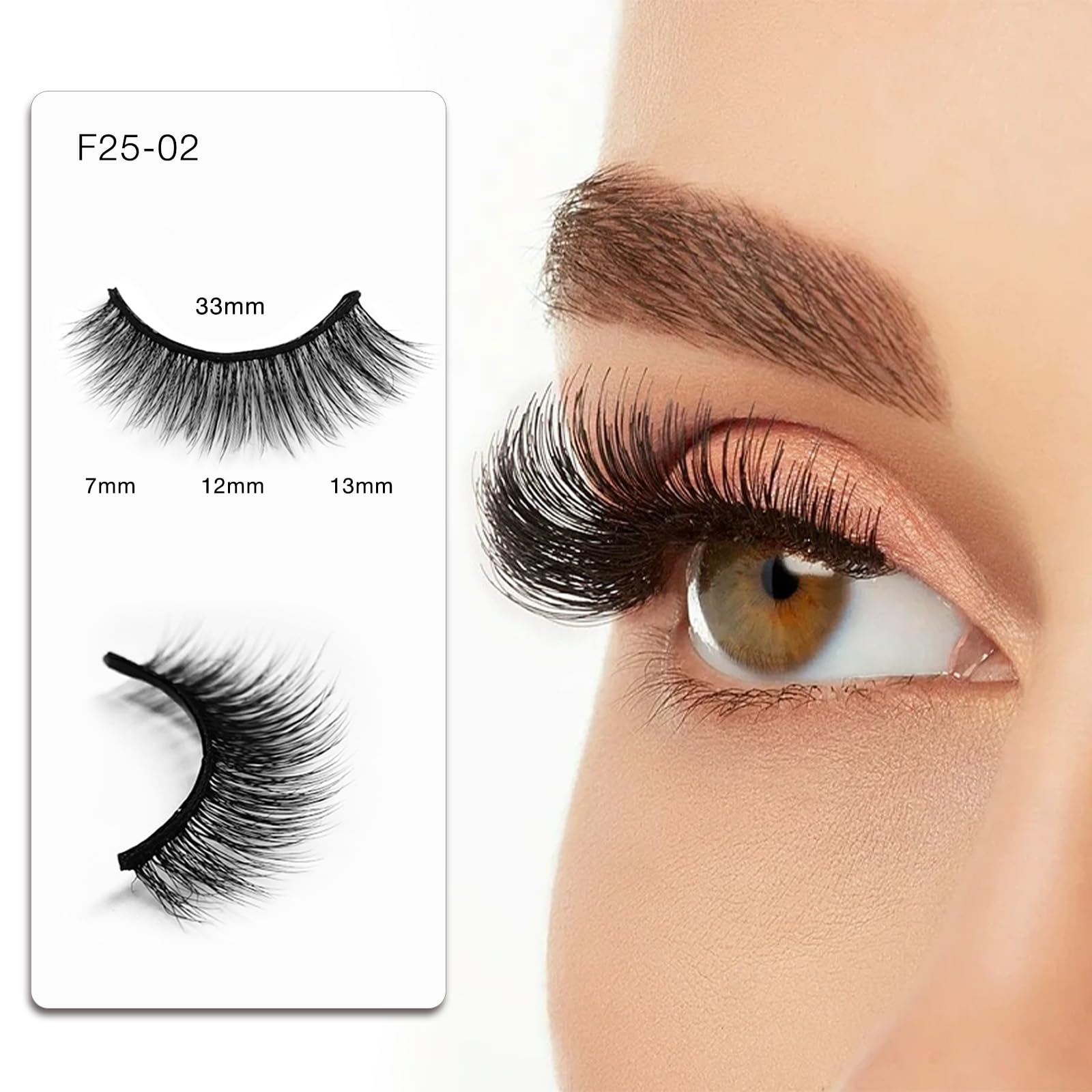 Self Adhesive Eyelashes(5 Pairs), False Eyelashes Natural Look, No Glue, Reusable Fake Lashes for Women