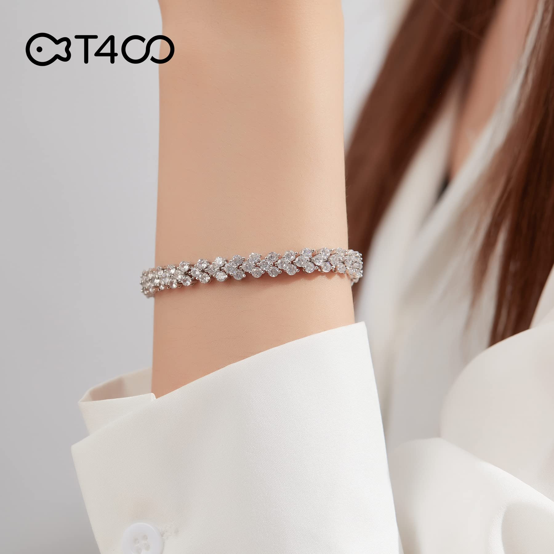 T400 Tennis Bracelet for Women AAA Cubic Zirconia Wedding Gift for Brides Bridesmaid
