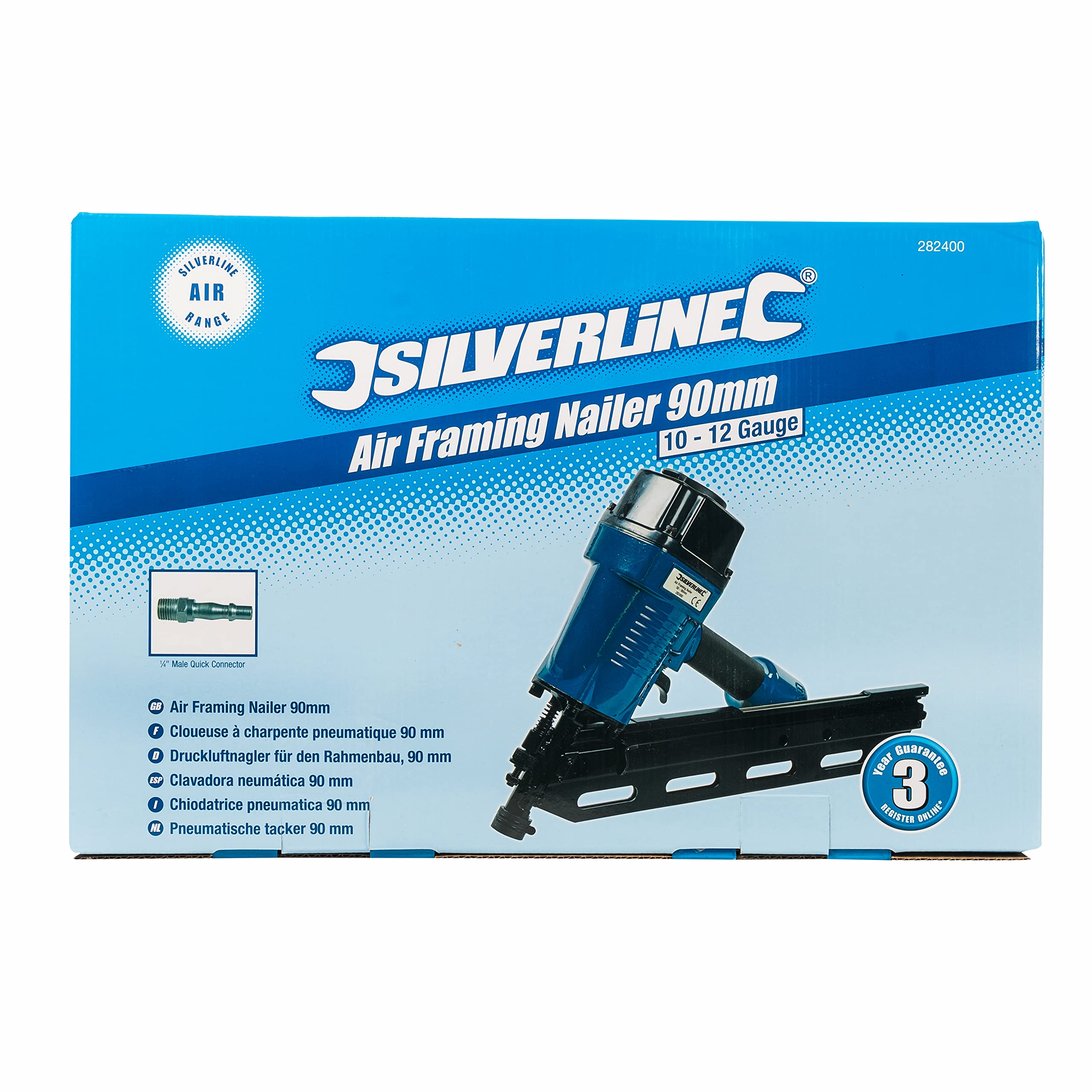 Silverline 282400 Air Framing Nailer 90 mm 10-12 Gauge
