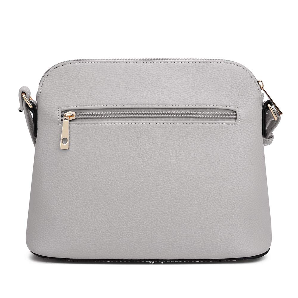 SG SUGU Lunar Lightweight Medium Dome Crossbody Bag Shoulder Bag with Double Tassels | Zipper Pocket | Adjustable Strap|Gray/Dark Gray