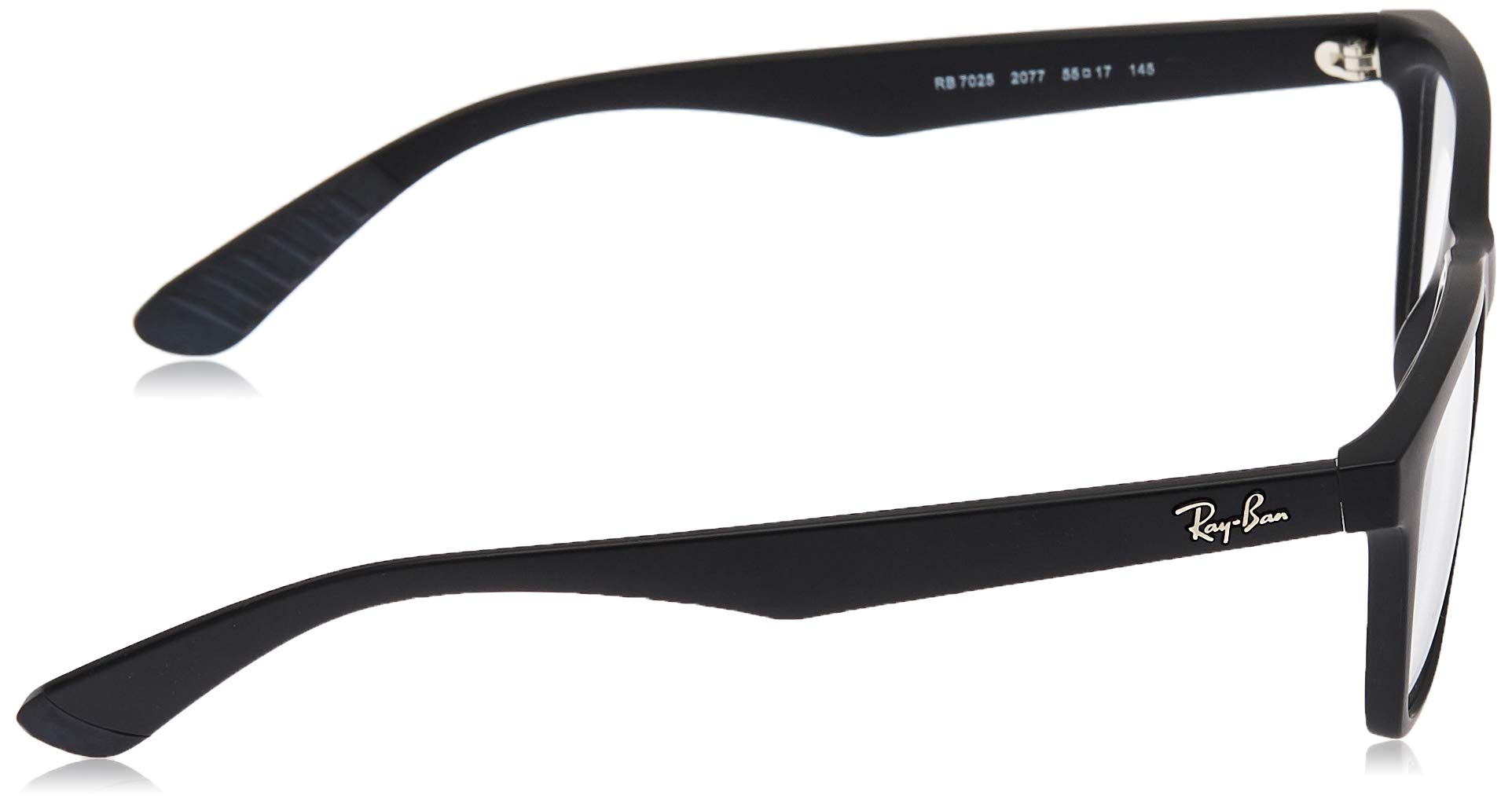 Ray-Ban RX7025 Square Prescription Eyeglass Frames, Matte Black/Demo Lens, 53 mm