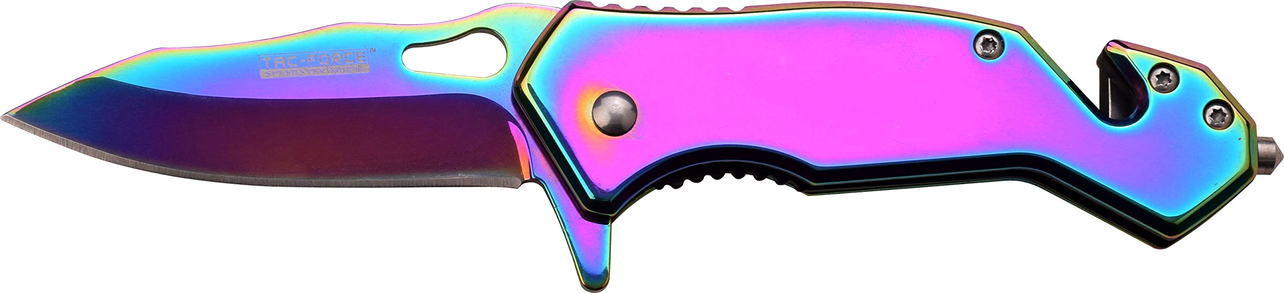 TAC Force TF-903RB Spring Assist Folding Knife, Rainbow Straight Edge Blade, Rainbow Handle, 3.75-Inch Closed
