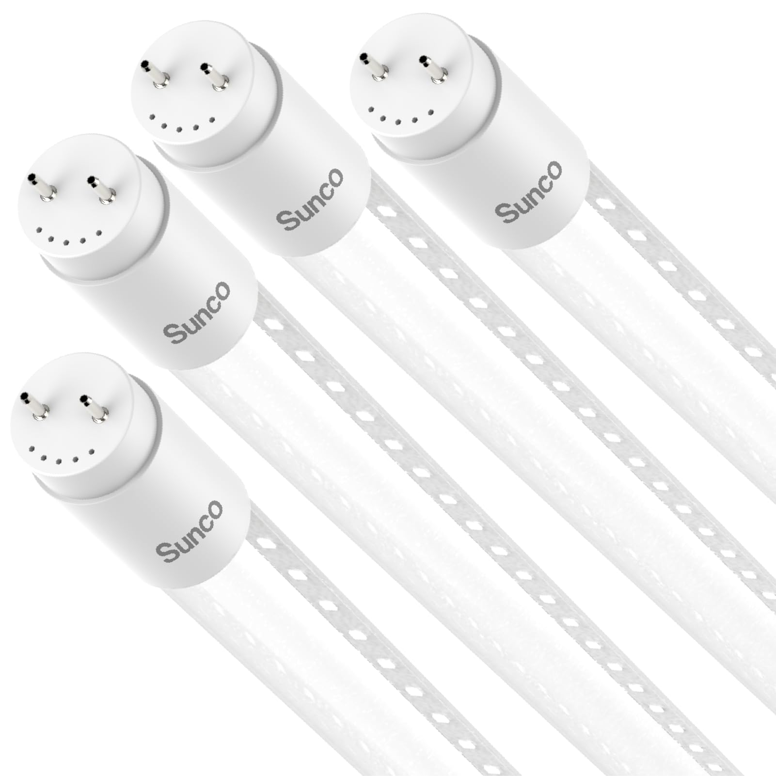 Sunco T8 LED Tubes 4FT Fluorescent Replacement, 48 Inch, 18W, 2200LM, 5000K Daylight, Single Ended Power, Type B, Ballast Bypass, Clear Lens UL 4 Pack