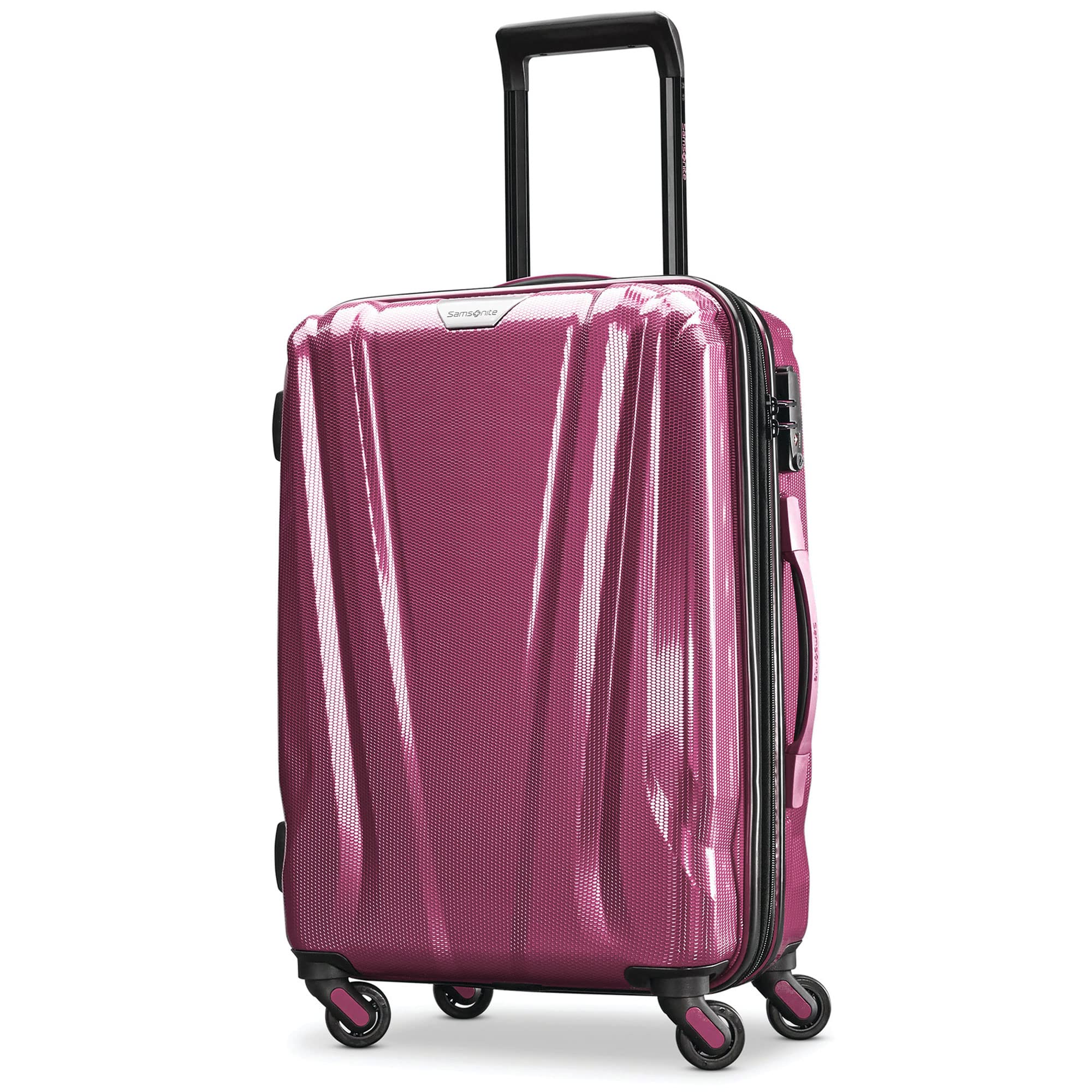 Samsonite SWERV DLX Spinner 4 Wheel 21 Inch Hard Side Travel Suitcase with Side Carry Handle, Telescopic Handle, and TSA Lock, Solar Rose