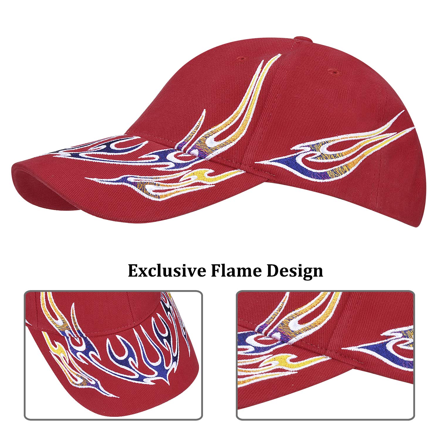 Tirrinia Men's Racing Cap with Flames Black