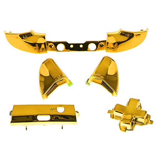 Vivi Audio Chrome RB LB Bumper RT LT Trigger Buttons Mod Kit Compatible Fit Xbox One S Slim Controller Analog Stick Dpad Color Gold