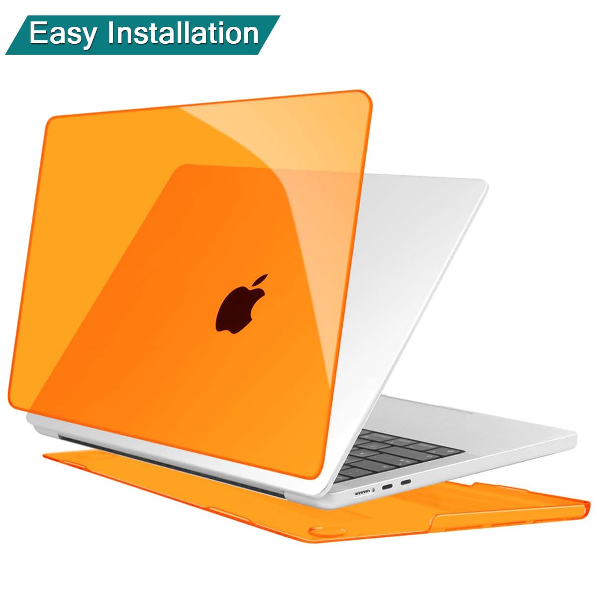 Teryeefi Case Cover for MacBook Air 15 inch [2023 2024 Release], Plastic Hard Shell with Keyboard Cover for MacBook Air 15.3" M2 M3 A2941 A3114 with Touch ID & Liquid Retina Display, Glossy Orange