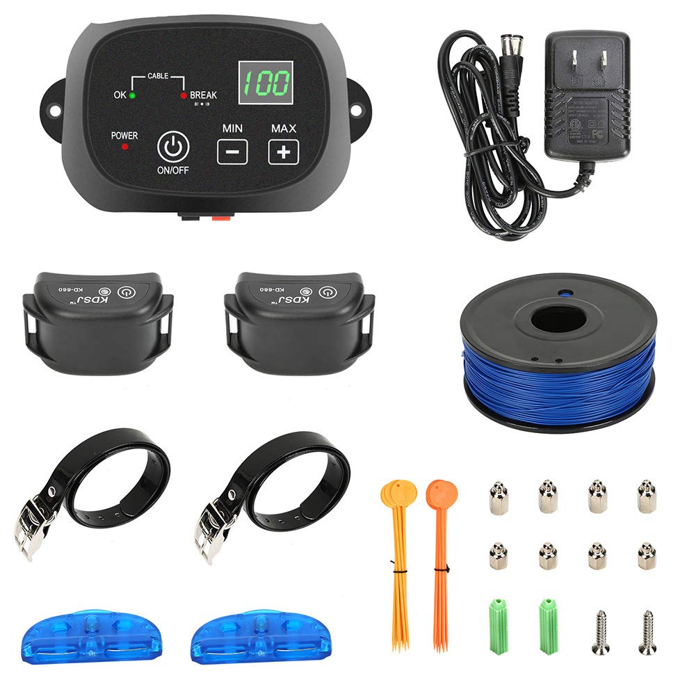 TTPet Electric Dog Fence,In-ground/Aboveground Pet Containment System, IP66 Waterproof&Rechargeable Collar,Shock&Tone Correction,for 2 Dogs