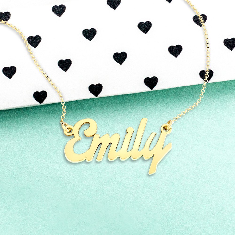 TSD 14K Yellow Gold Personalized Name Necklace with a 16" Chain in Brannboll Font by JEWLR*