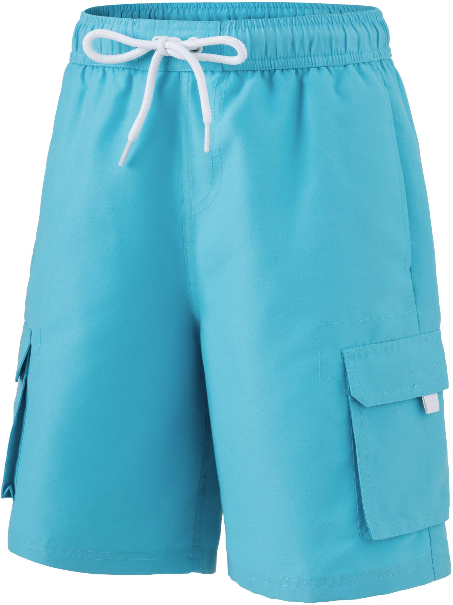 TSLA Boys Swim Trunks, Quick Dry UPF 50+ Beach Board Swim Shorts, Swimsuit Swimwear with Inner Mesh Liner, Solid Trunks Aqua, 6