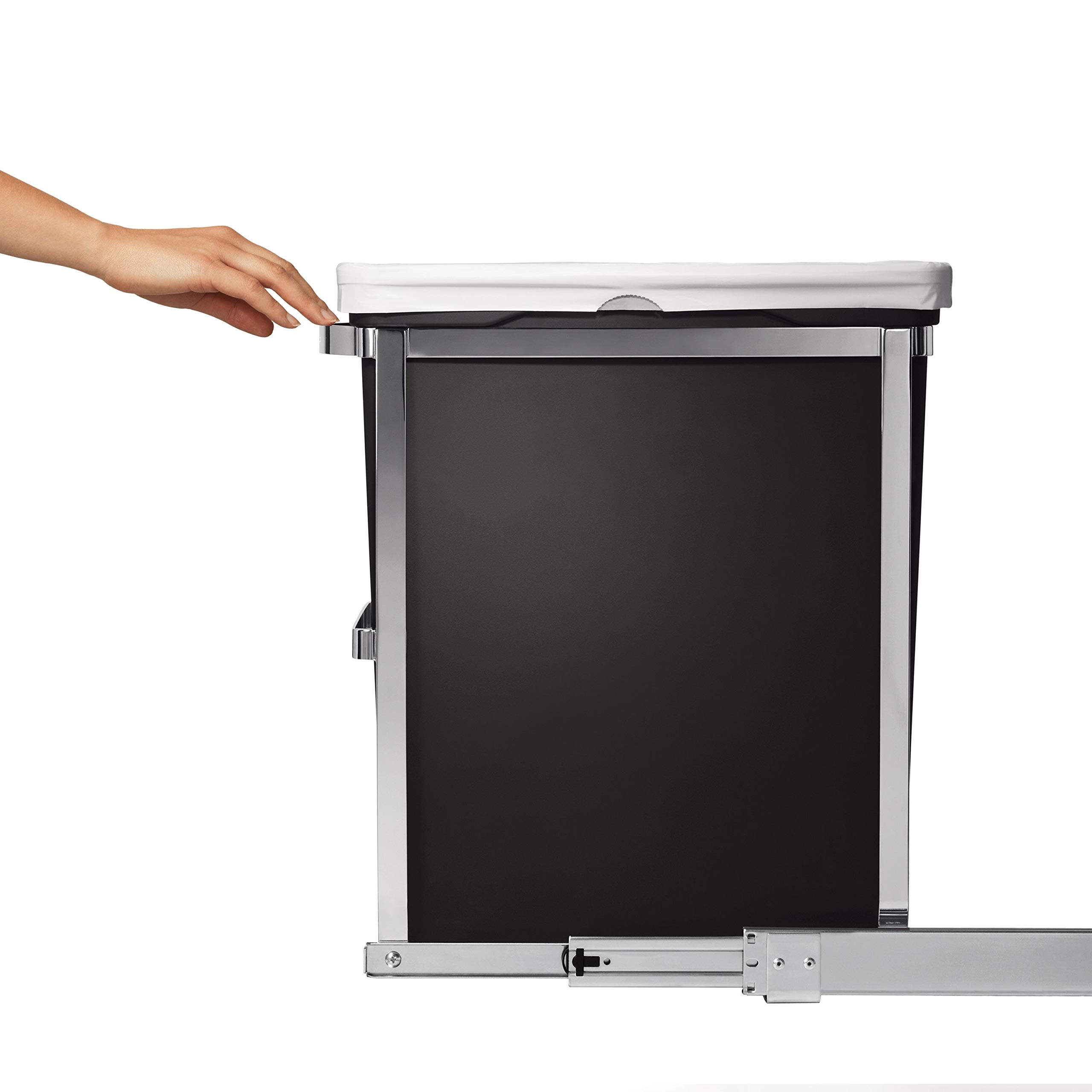 simplehuman 30 Liter / 8 Gallon Under Counter Kitchen Cabinet Pull-Out Trash Can, Heavy-Duty Steel Frame