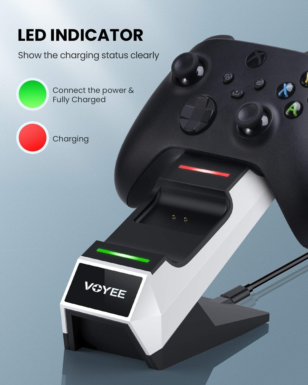 VOYEE Compatible with Xbox Series X Controller Charger, Clearance Fast Double Charging Station for S/X + 2 Compatible with Xbox Series x Controller Battery Pack (Not for One Series)