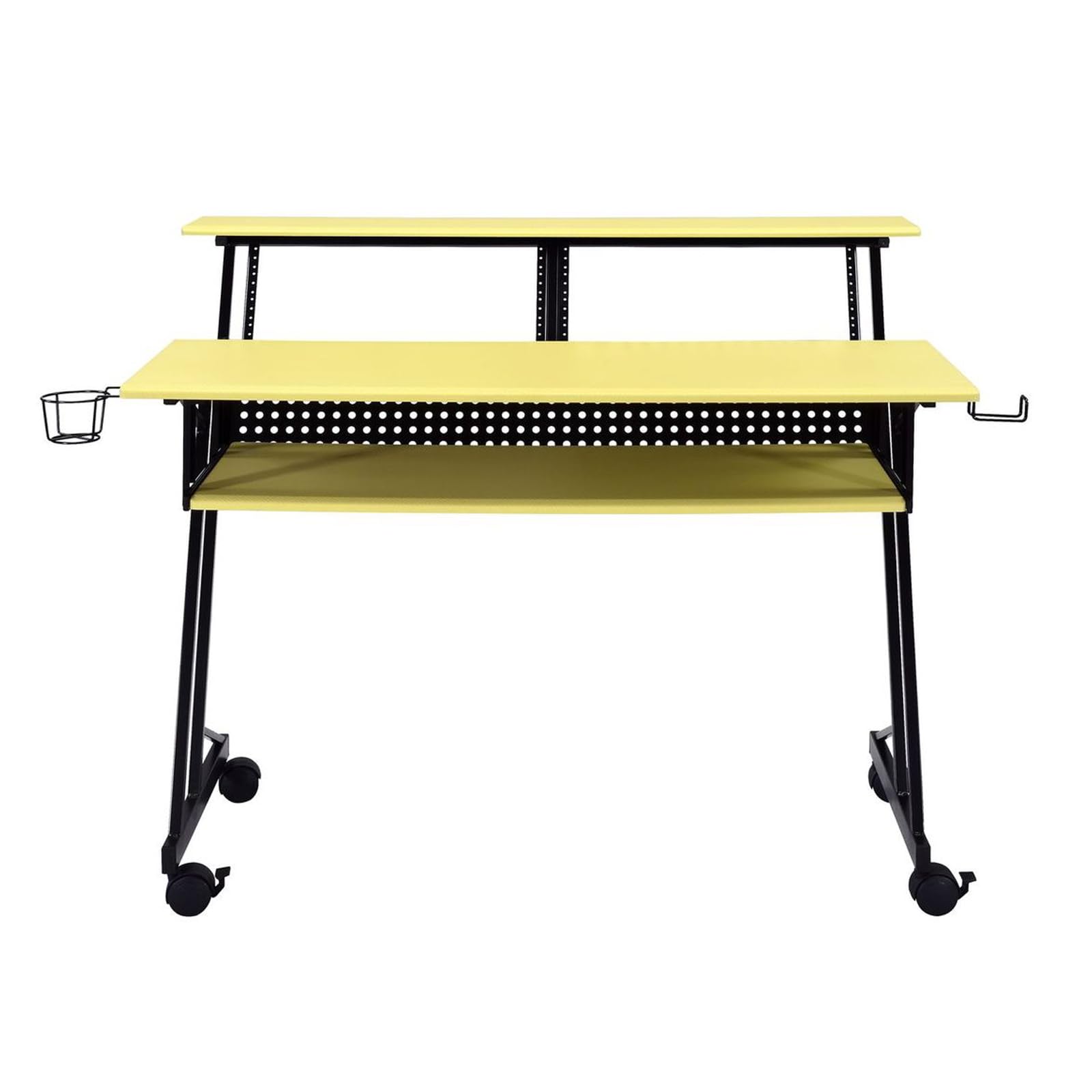 White Home Office Computer Desk Ergonomic Gaming Desks Music Recording Studio Desk Modern Simple Desk with Storage,Keyboard Tray & Iron Hooks for Work,47" D x 28" W x 38" H