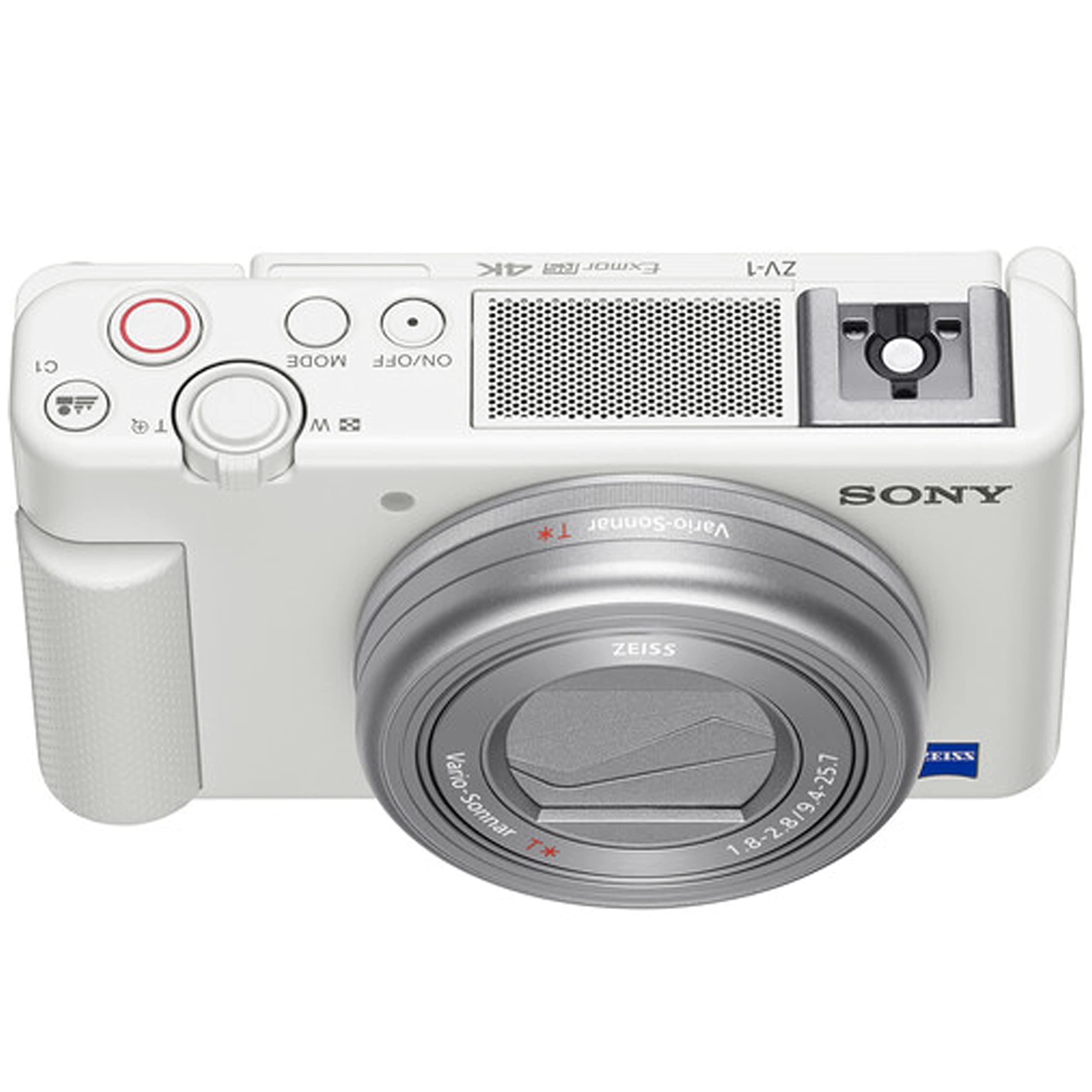 Sony ZV-1 Digital Camera (White) + 2X 64GB Memory + LED Video Light + Case + Filters + Tripod & More (25pc Bundle)