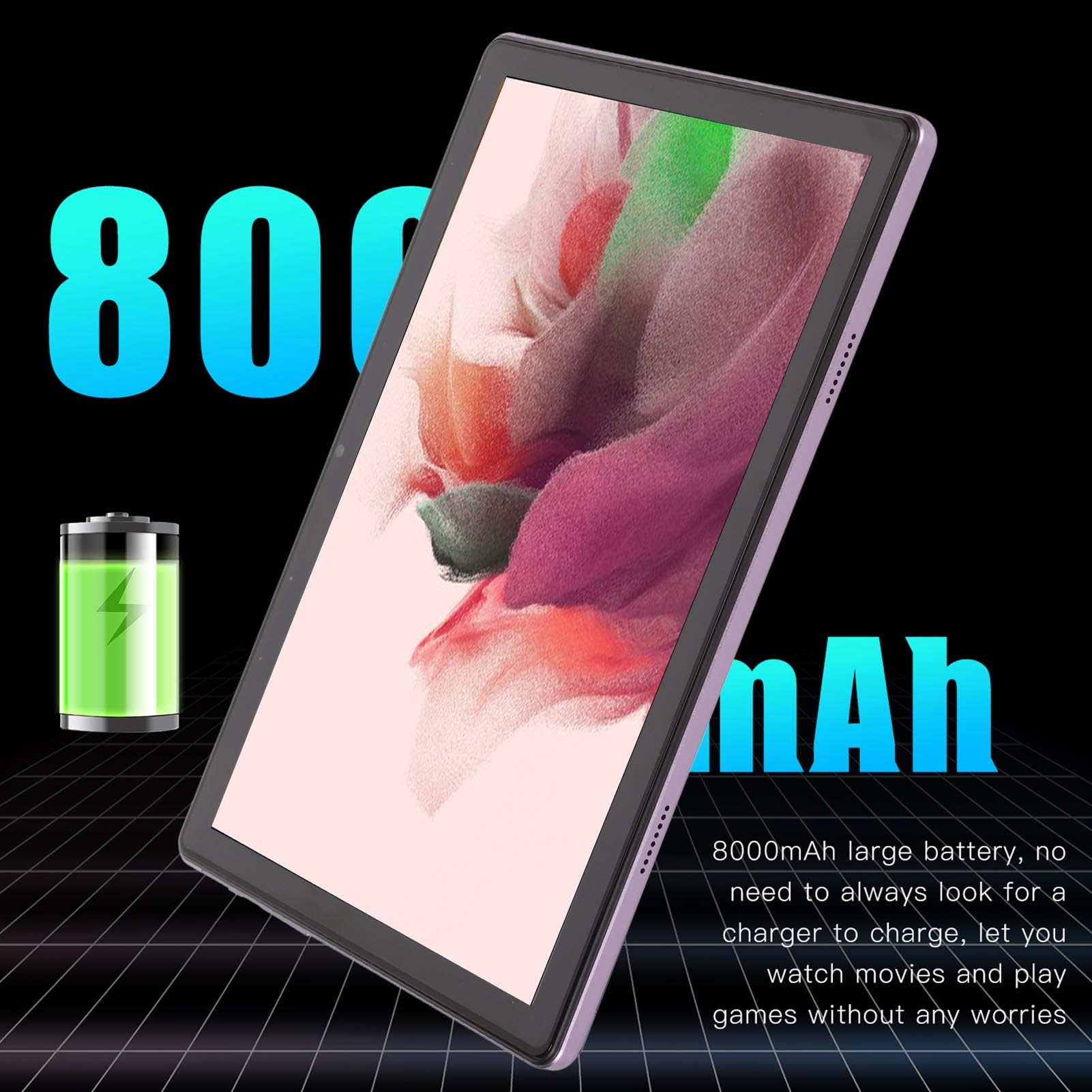 Yoidesu 10.1 Inch Tablet,Android 12 Tablet, 12GB RAM 256GB ROM,8800mAh Battery, IPS HD Touchscreen 8MP+20MP Camera, WiFi (Lilac)