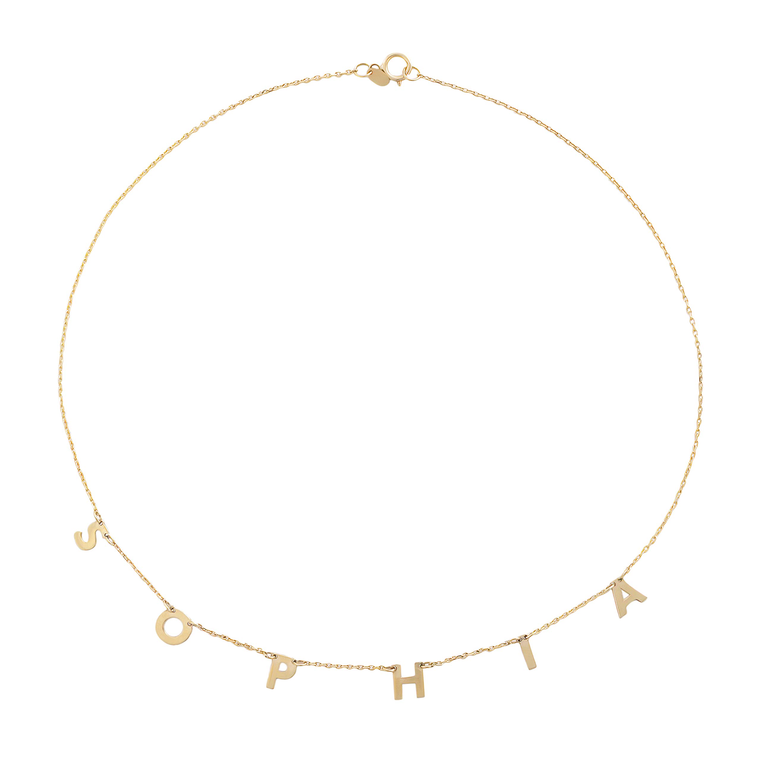 YOSI ALTMANN Personalized Name Necklace14K Real Gold Customized jewelry 14k gold Mini Spaced Dainty Name Necklace
