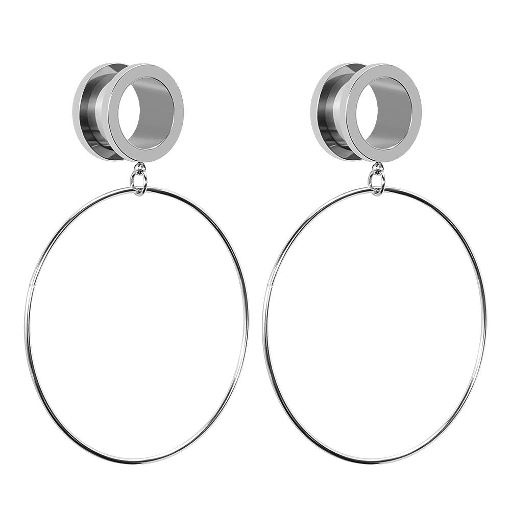 TBOSEN 1 Pair Stainless Steel Ear Plugs Expander Large Gauges Stretching Screw Saddle Fit Tunnels Gauge 2g - 13/16 inch
