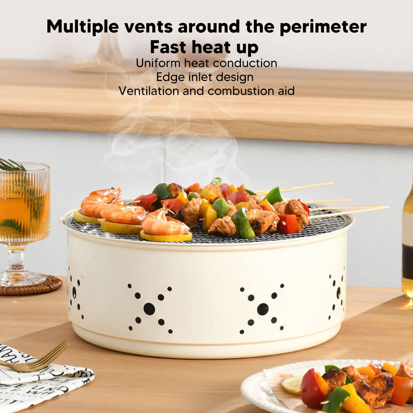 Portable Stainless Steel Mini Charcoal Grill Stove for Camping Picnic Barbecue