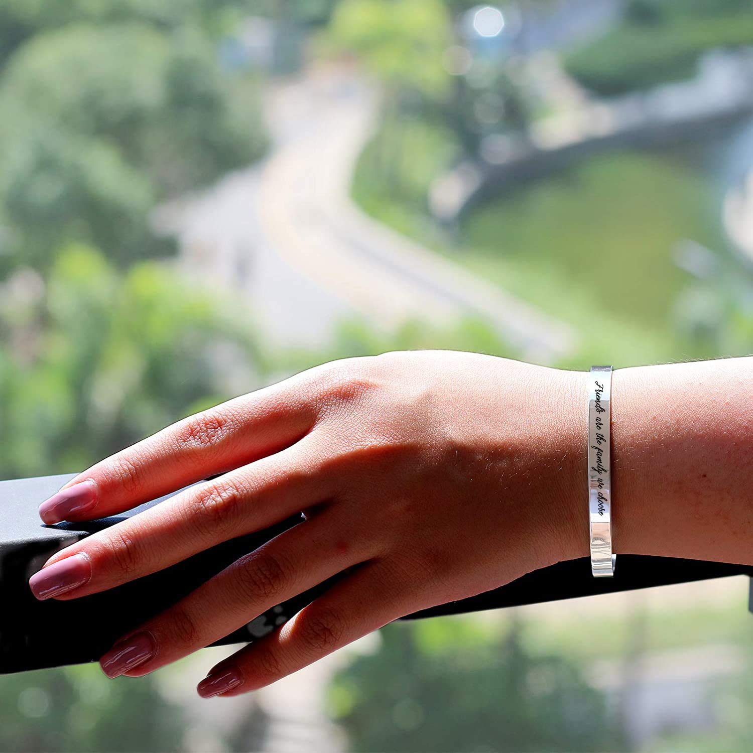 WIGERLON Inspirational Cuff Bracelet for Mom Daughter sisters and friends Engraved :Always and forever no matter what