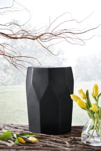 Signature Design by Ashley Rhysworth Contemporary Ceramic Indoor/Outdoor Stool, Black