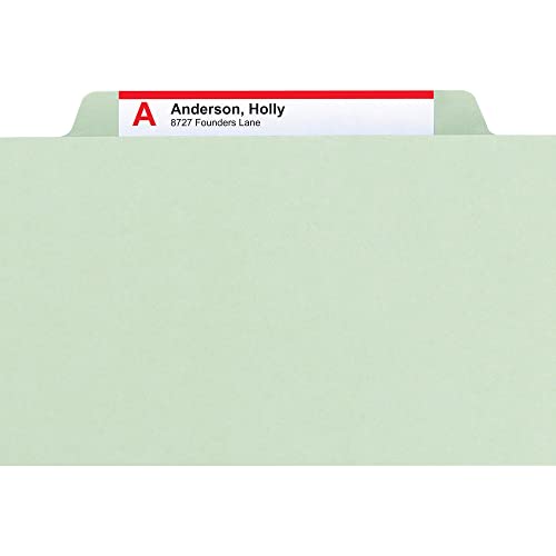 Smead Pressboard Classification File Folder with SafeSHIELD Fasteners, 2 Dividers, 2" Expansion, Legal Size, Gray/Green, 10 per Box (19076)