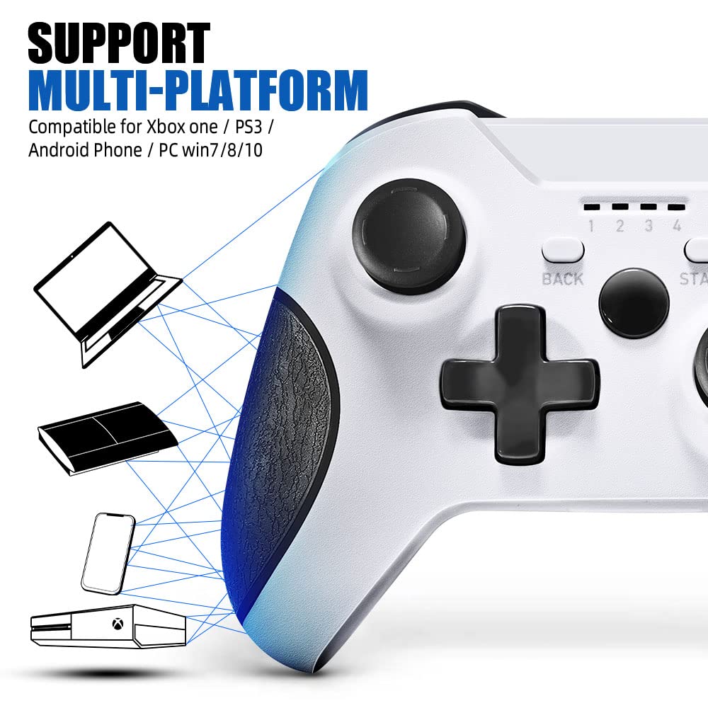 Wireless Controller for Xbox One, Moofahom Gamepad 2.4GHZ Game Controller Compatible with Xbox One/One S/One X/One Series X/S /Elite/PC Windows 7/8/10 with Built-in Dual Vibration(White)