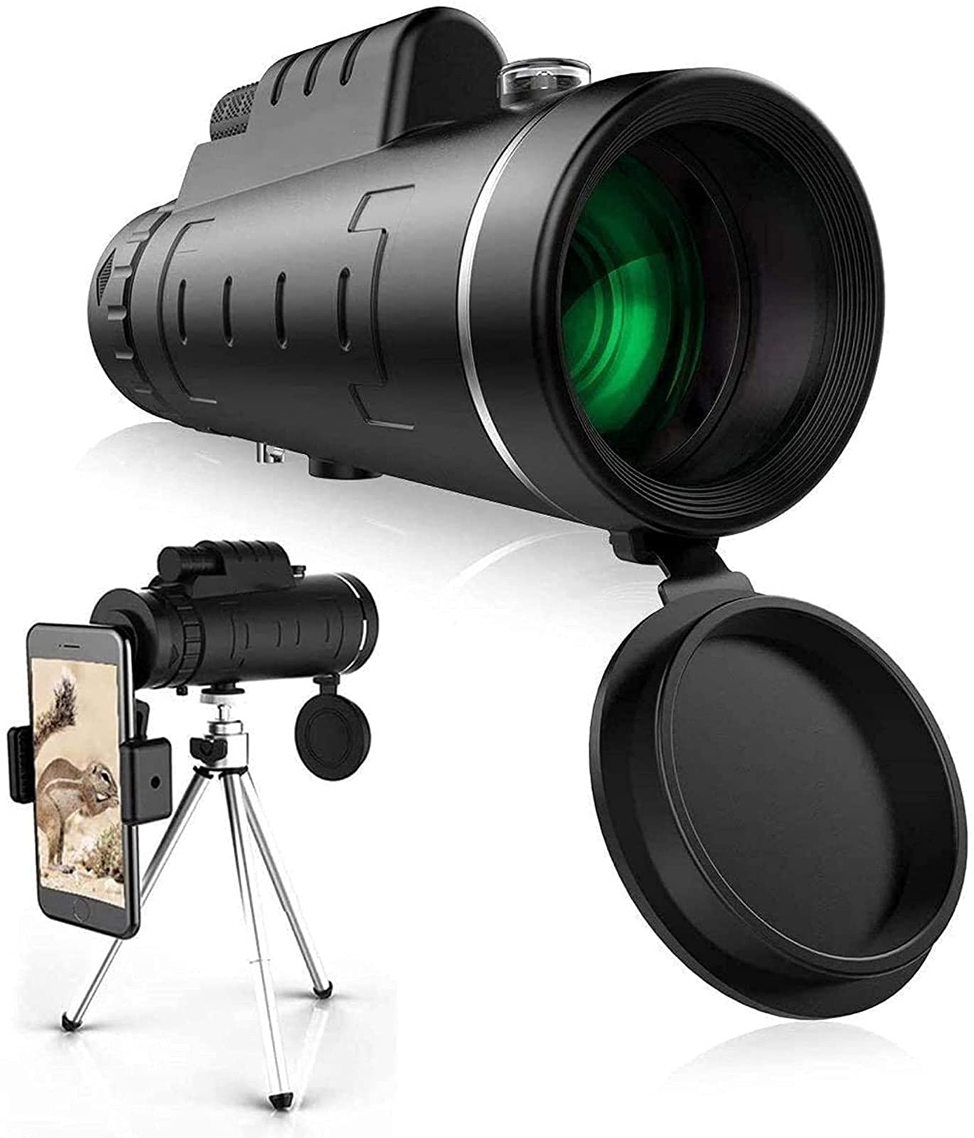 Telescope 40X60 High Performance HD Monocular with Smartphone Holder and Tripod Waterproof Monocular with Durable and Clear FMC BAK4 Prism Dual Focus