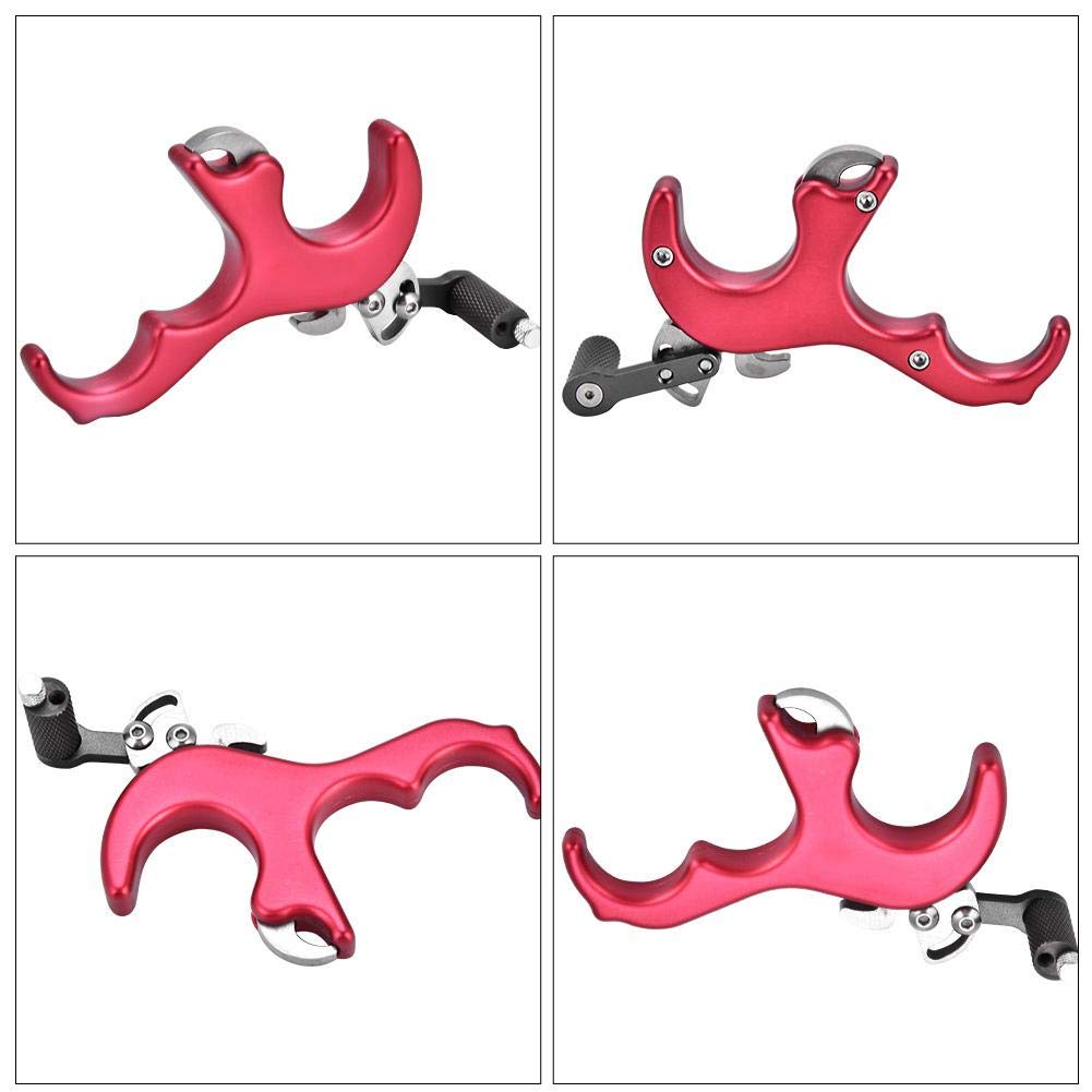 TOPINCN Archery Release Aids, 3 Finger Grip Thumb Caliper Trigger for Compound Bow Accessory(Red)