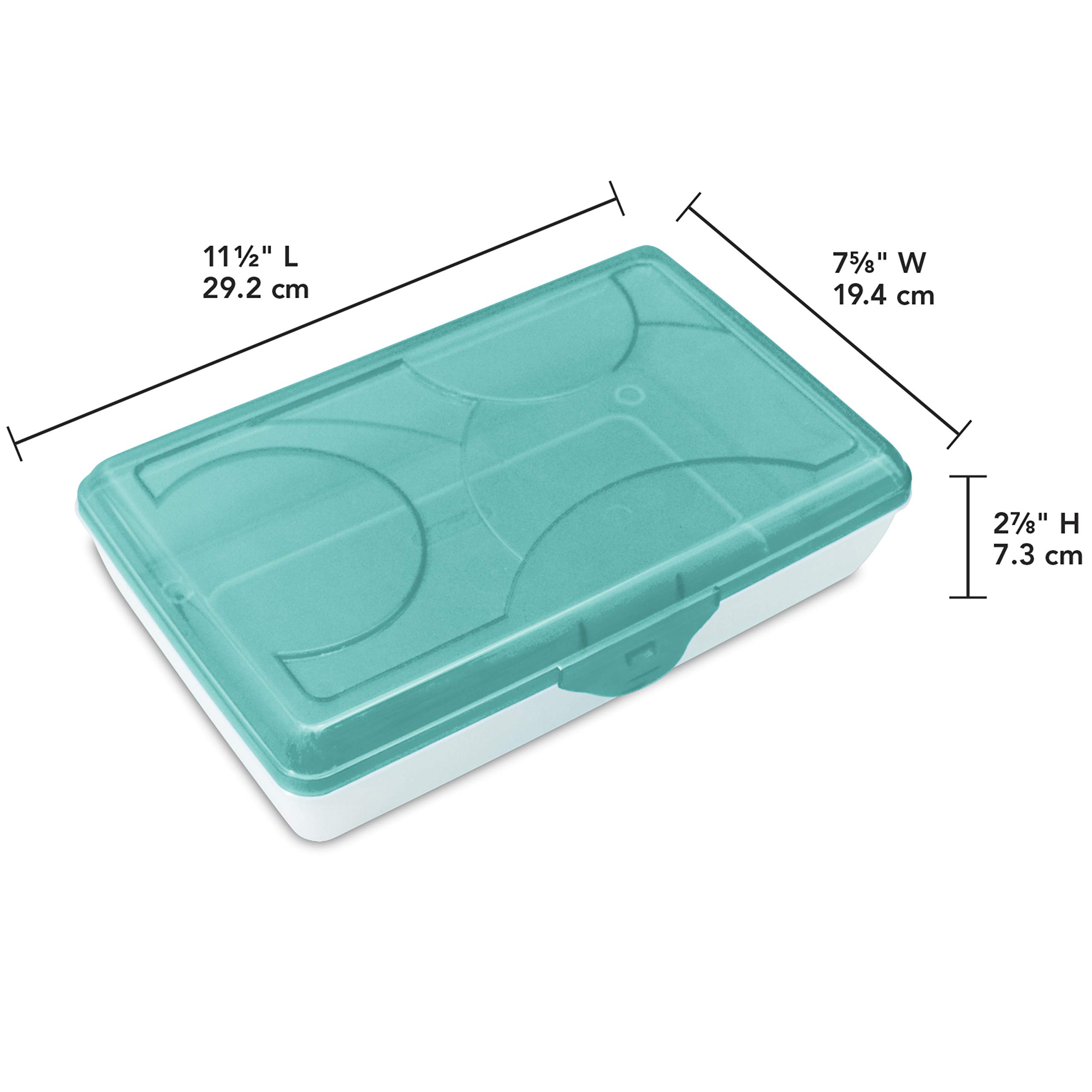 Sterilite Supply Box, Stackable Plastic Small Storage Container with Lid, Organize Pens, Pencils, and Small Items, Molokai Blue Tint Case, 6-Pack