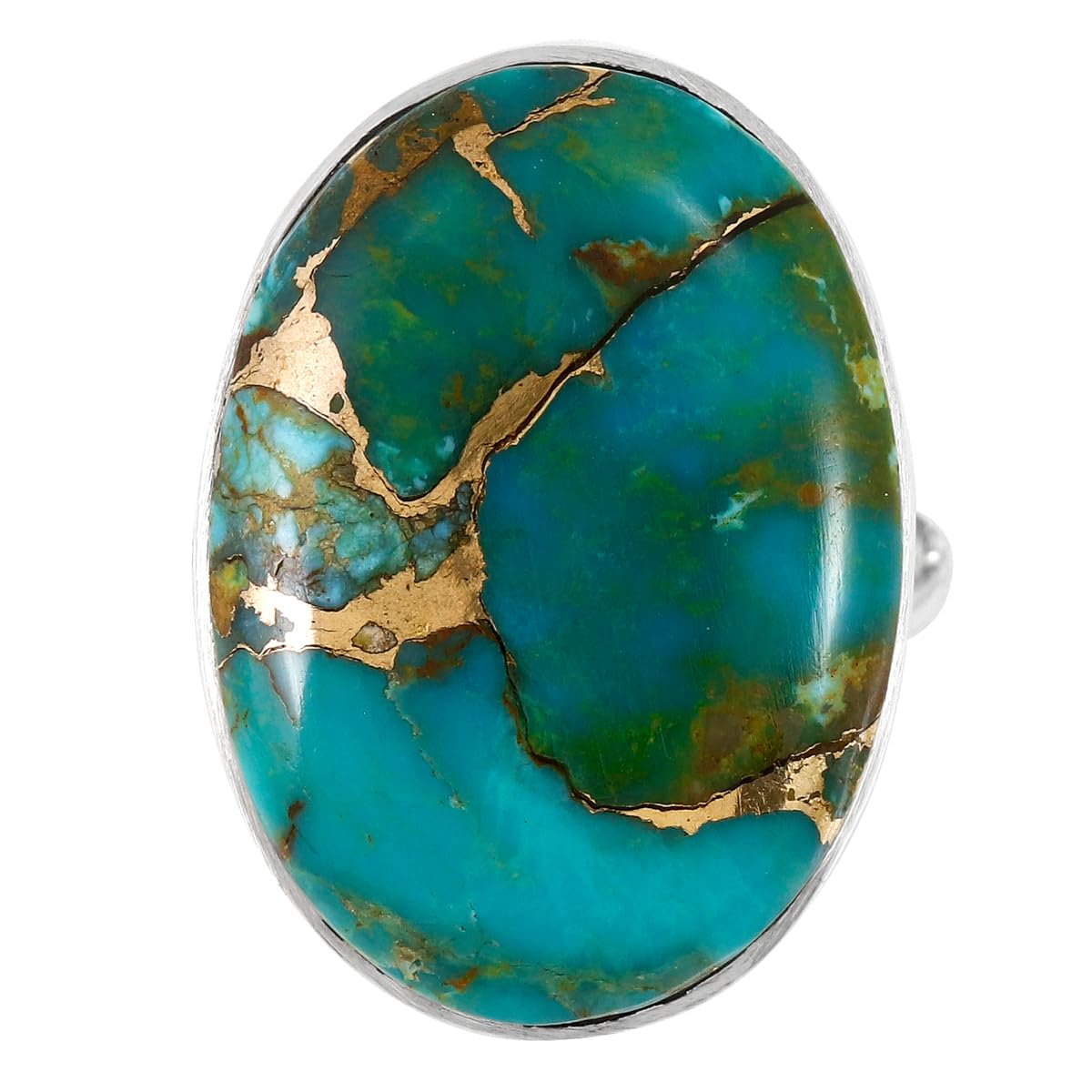Turquoise Ring Sterling Silver (PICK COLOR) (Teal/Matrix Turquoise, 9)