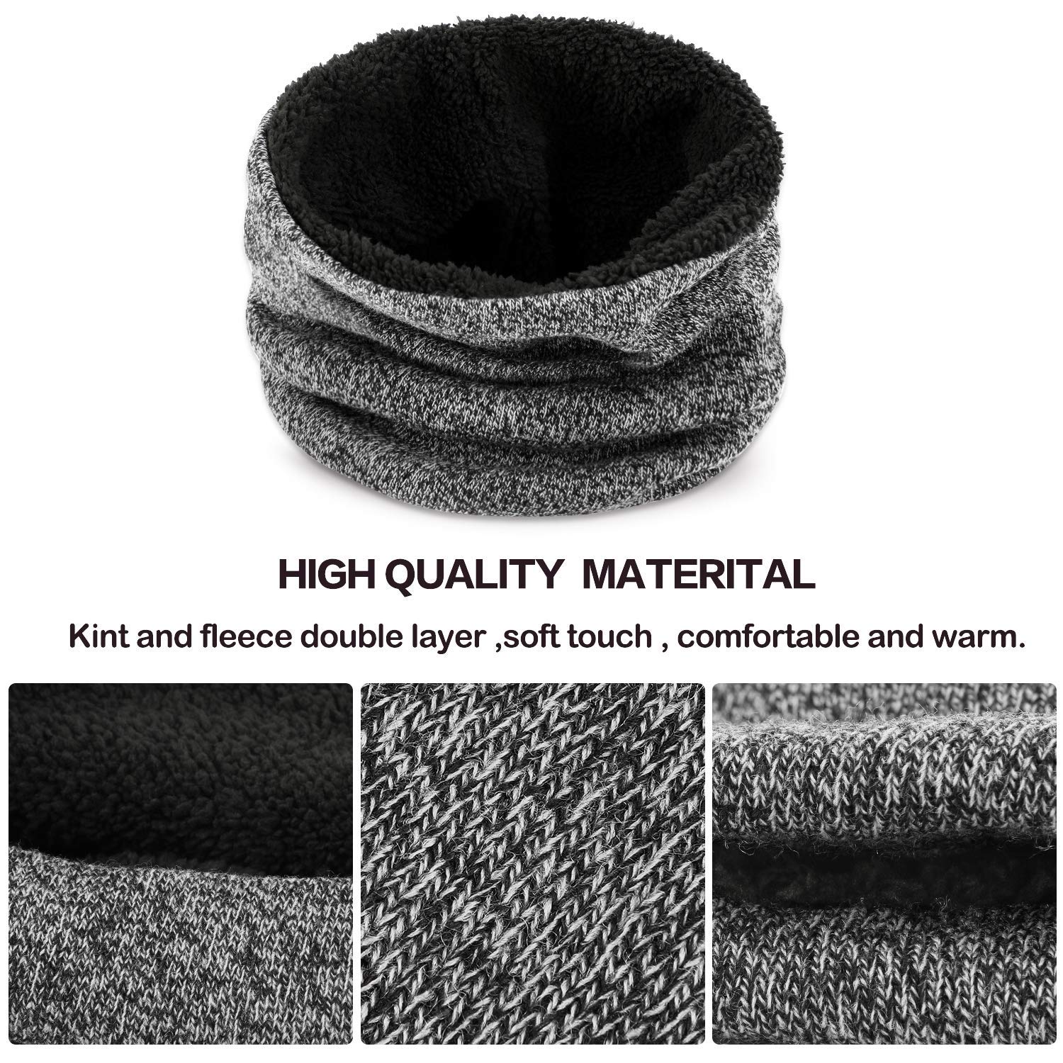 TAGVO Winter Beanie Hat Scarf Touch Screen Gloves 3 Pieces Warm Thick Knit Set for Men Women