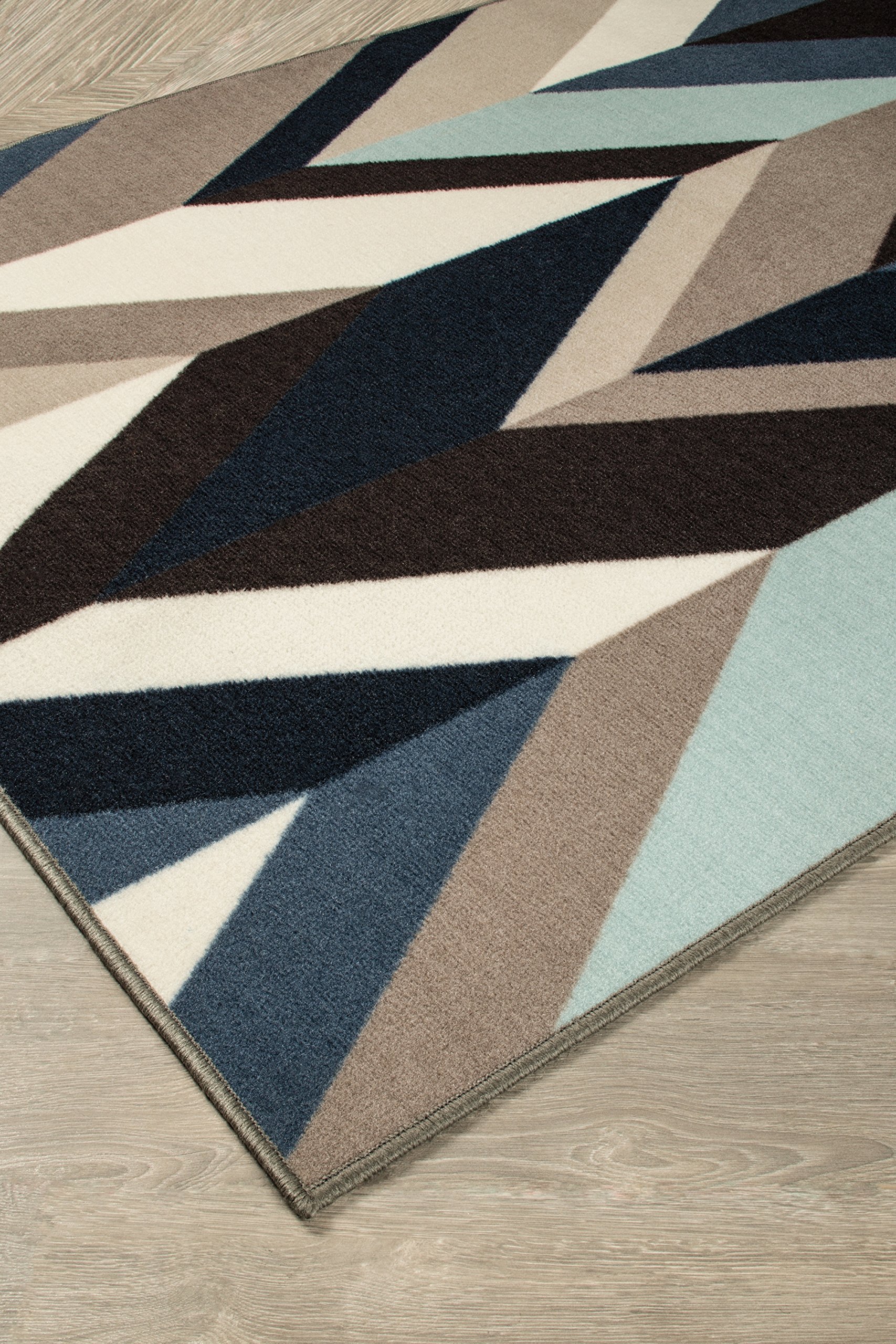 Signature Design by Ashley Keelia Contemporary 4 x 7 Low Pile Geometric Design Rug, Brown & Blue