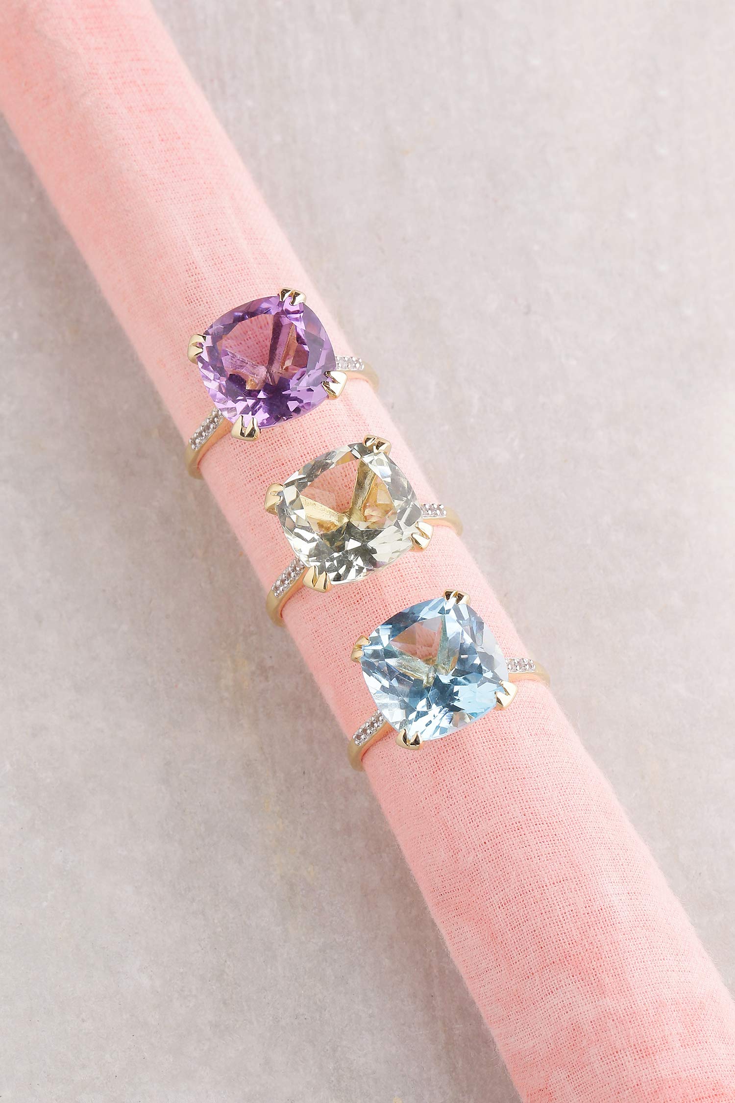 YoTreasure 6.11 Ct Green Amethyst Solid 10k Yellow Gold Statement Ring Jewelry