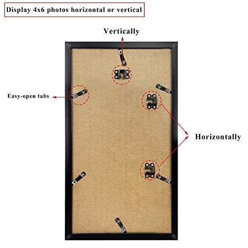 QUTREY 4x6 Black Collage Picture Frames Set of 2, 8 Openings Matted Collage Frame for 4x6 Pictures to Display 16 Multi Photos for Wall