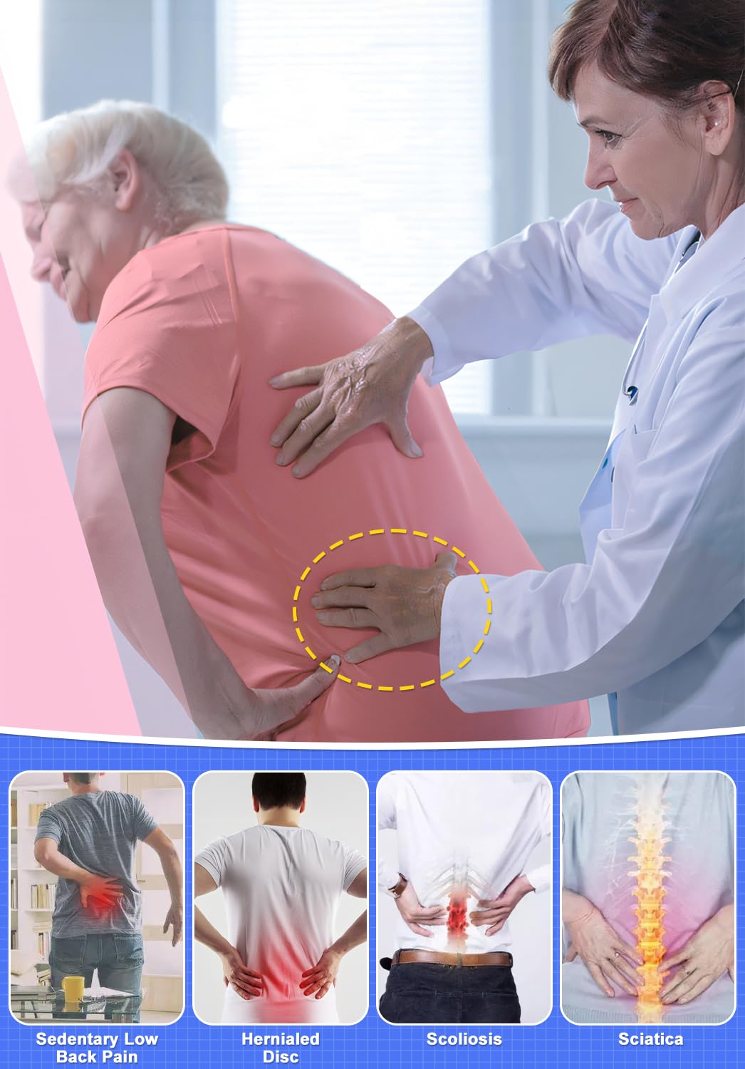 Waist Back Support Belt for Women Men,TIMTAKBO Lower Back Brace Lumbar Support for Lower Back Pain Relief,Adjustable Flexible Sport Girdle Waist Support Belt(Black/Blue,S/M Fit Belly 23.5"-31.5")